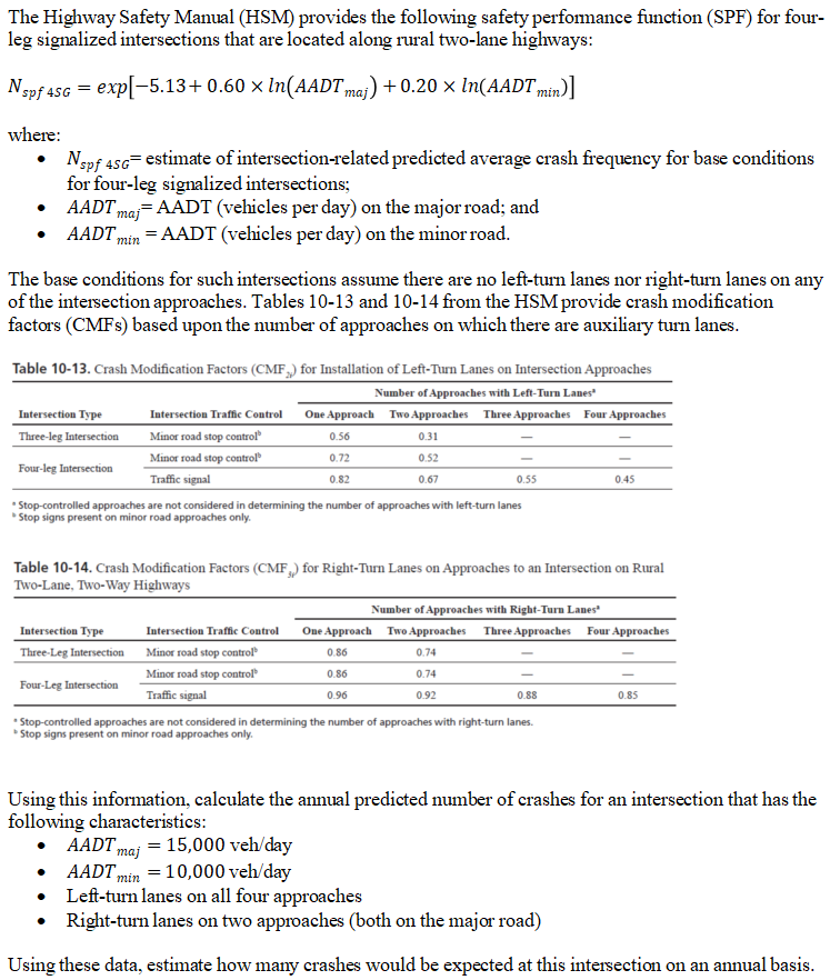 Solved The Highway Safety Manual (HSM) provides the | Chegg.com