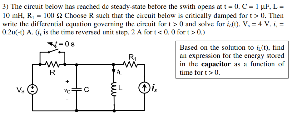 Solved The circuit below has reached dc steady-state before | Chegg.com