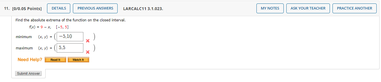 Solved Find the absolute extrema of the function on the | Chegg.com