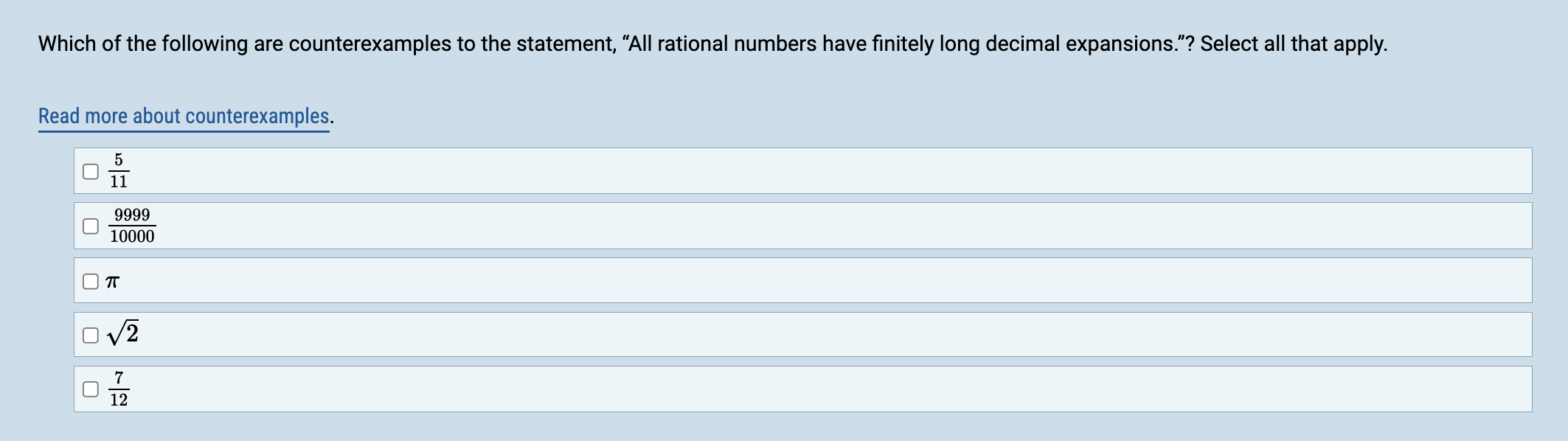Solved Which of the following are counterexamples to the | Chegg.com
