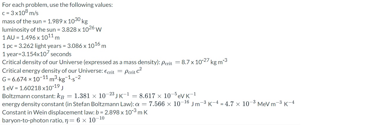 Solved For each problem, use the following values: c=3×108 | Chegg.com