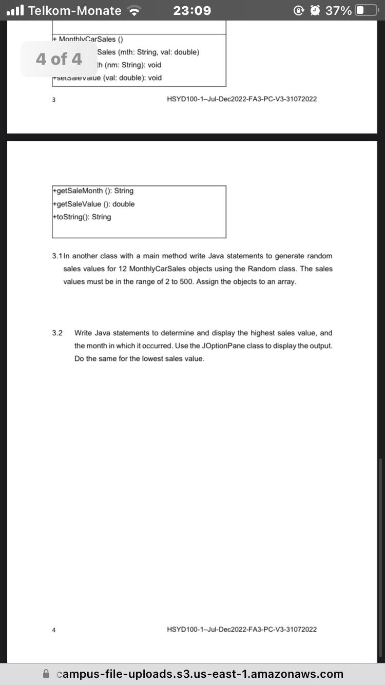 Solved 3.1 In another class with a main method write Java | Chegg.com