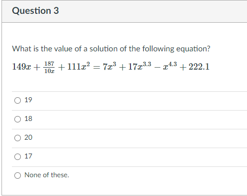 Solved Question 3 What is the value of a solution of the | Chegg.com