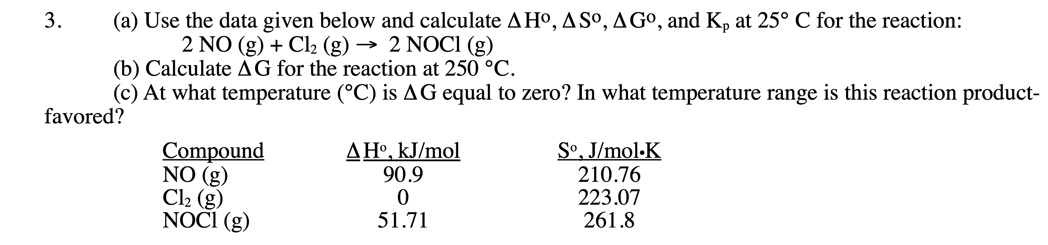 Solved 3. (a) Use the data given below and calculate | Chegg.com
