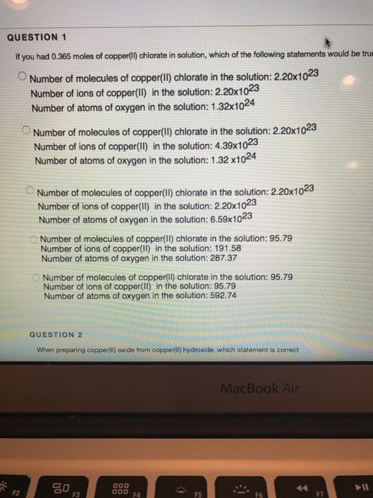 Solved If you had 0.365 moles of copper(II) chlorate in | Chegg.com