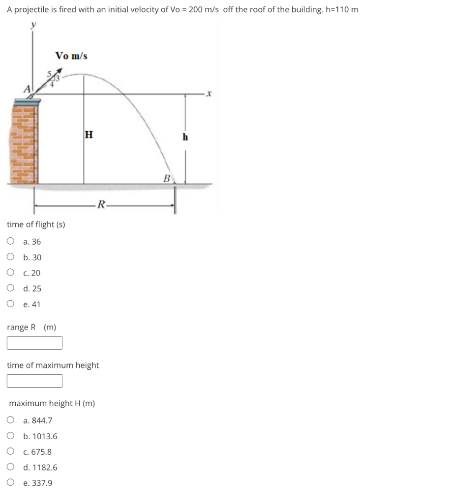 Solved Aprojectile is fired with an initial velocity of | Chegg.com