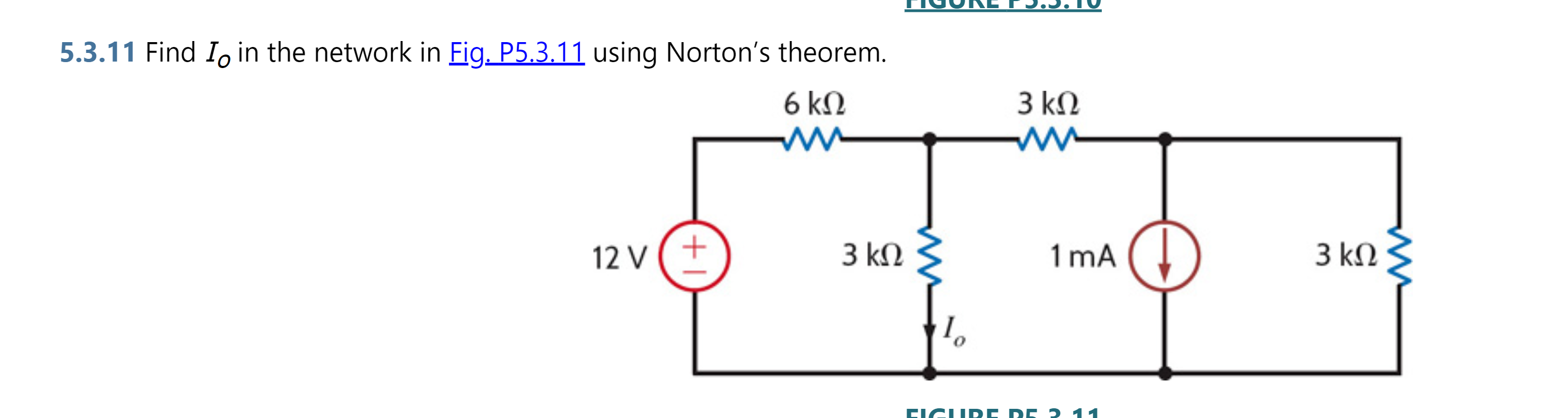 Solved 5.3.11 Find IO in the network in Fig. P5.3.11 using | Chegg.com