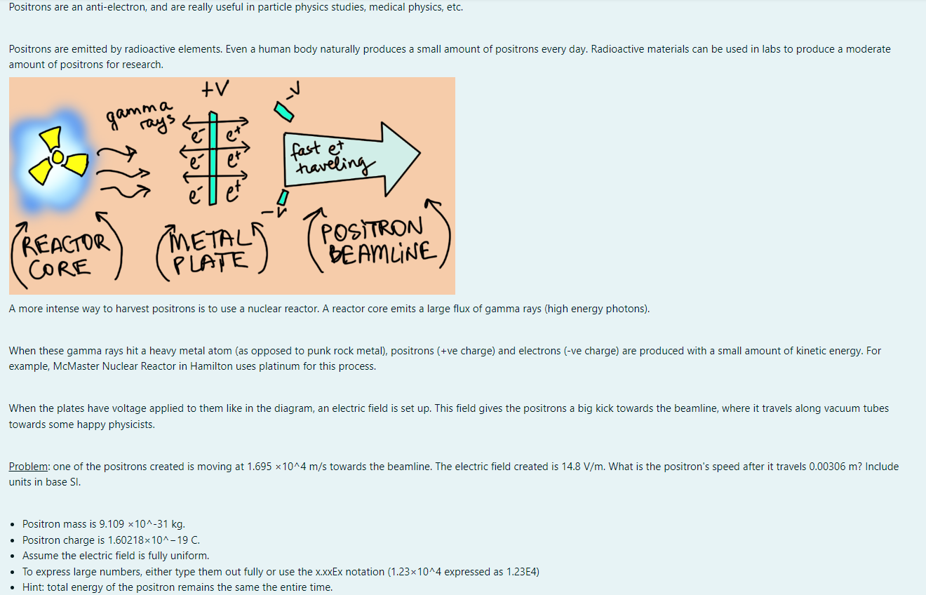 Solved Positrons are an anti-electron, and are really useful | Chegg.com