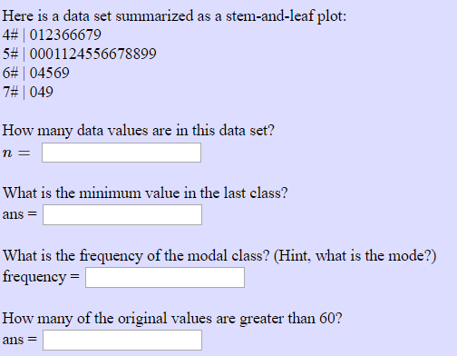Solved Here is a data set summarized as a stem-and-leaf | Chegg.com