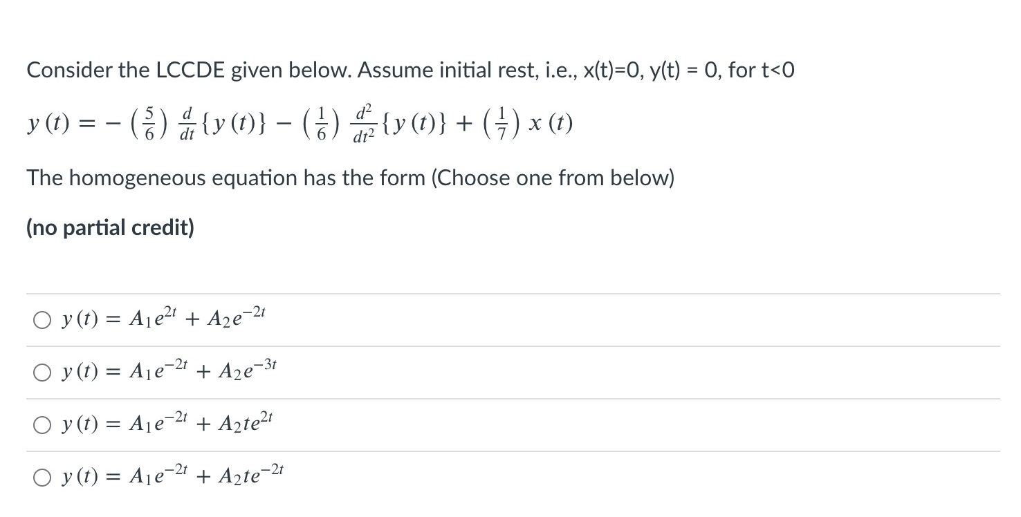Solved Consider the LCCDE given below. Assume initial rest, | Chegg.com