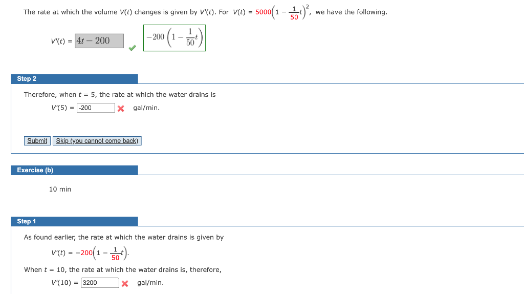 Solved The rate at which the volume V(t) changes is given by | Chegg.com