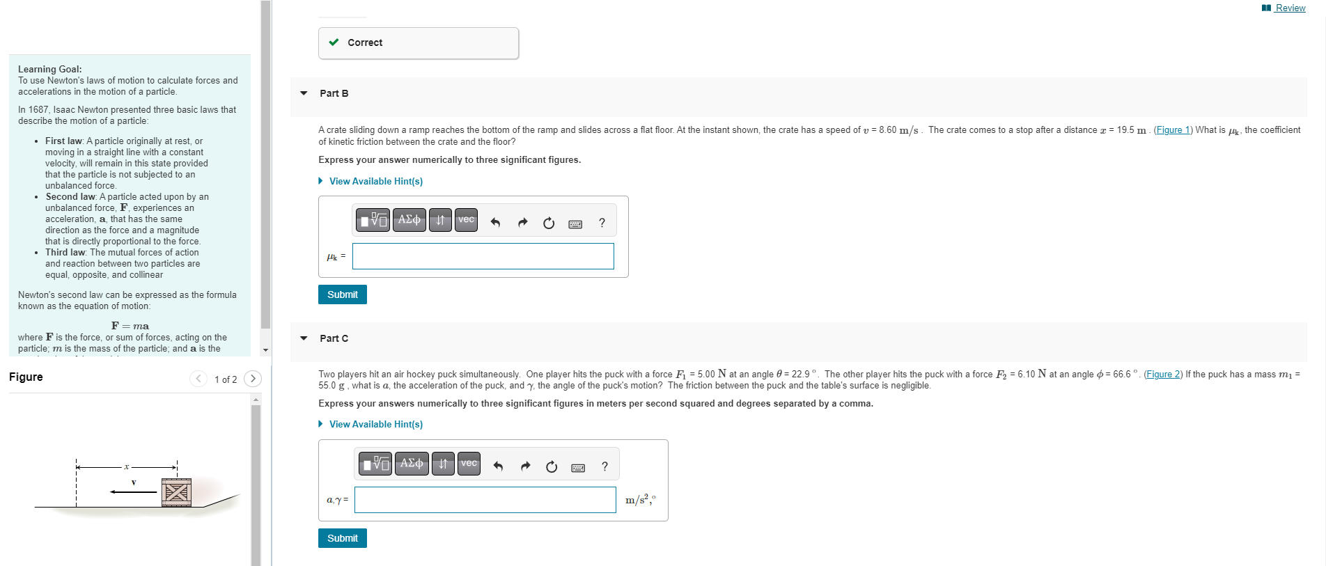 Solved Learning Goal: To use Newton's laws of motion to | Chegg.com