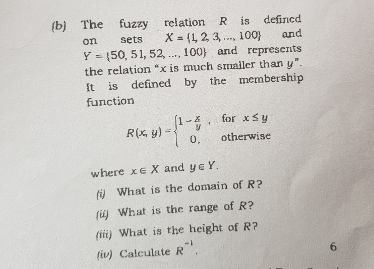 Solved (b) The fuzzy relation R is defined on sets X={1, 23, | Chegg.com