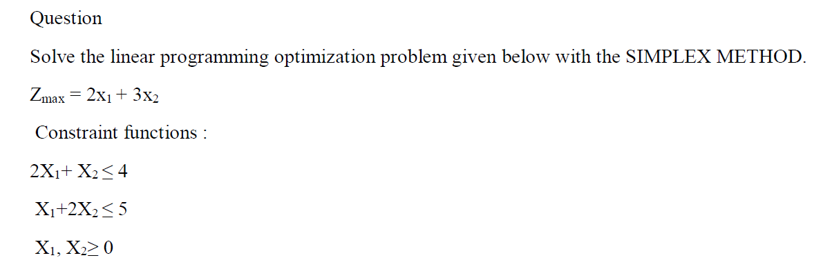 Solved Question Solve the linear programming optimization | Chegg.com