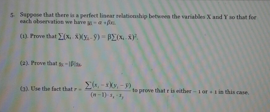 Solved Suppose that there is a perfect linear relationship | Chegg.com