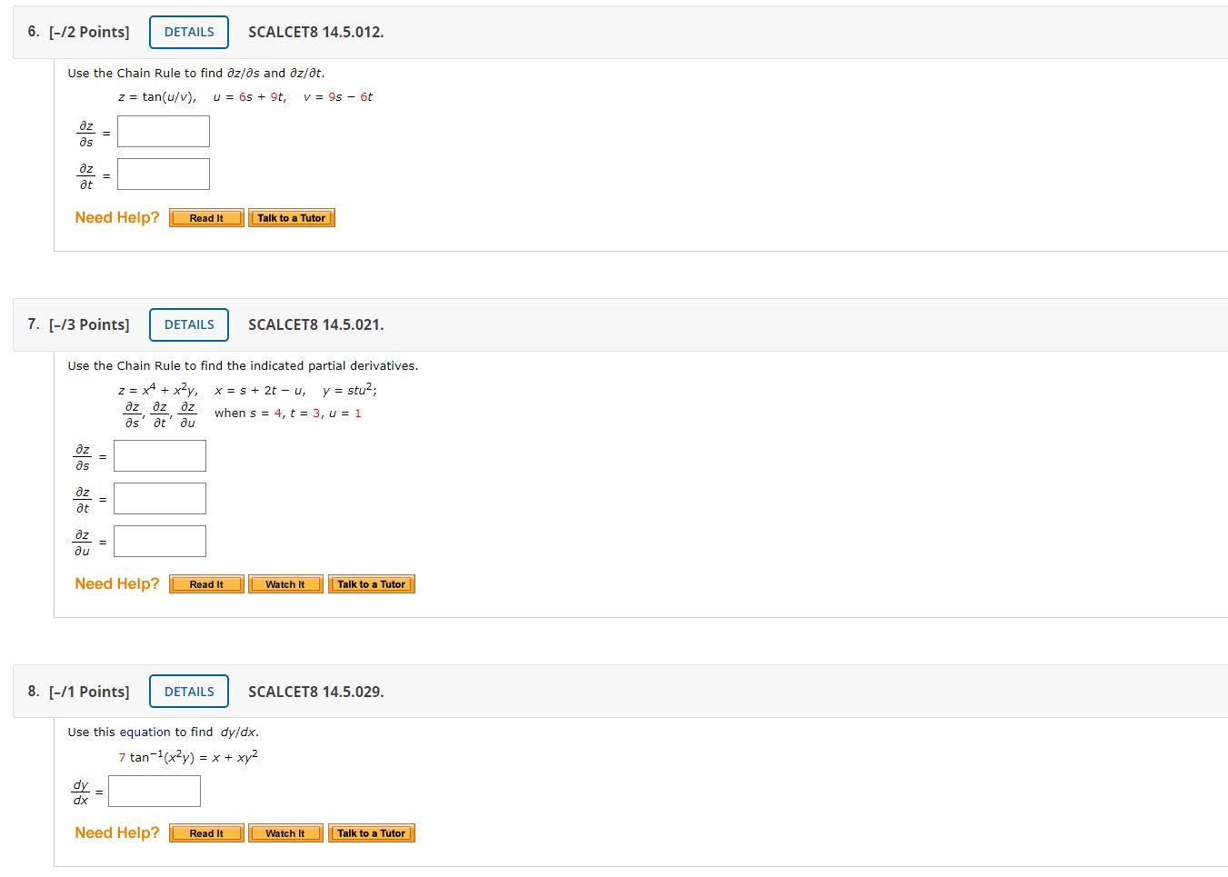 Solved 6. [-12 Points] DETAILS SCALCET8 14.5.012. Use the | Chegg.com