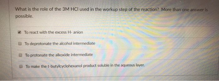 What is the role of the 3M HCl used in the workup | Chegg.com