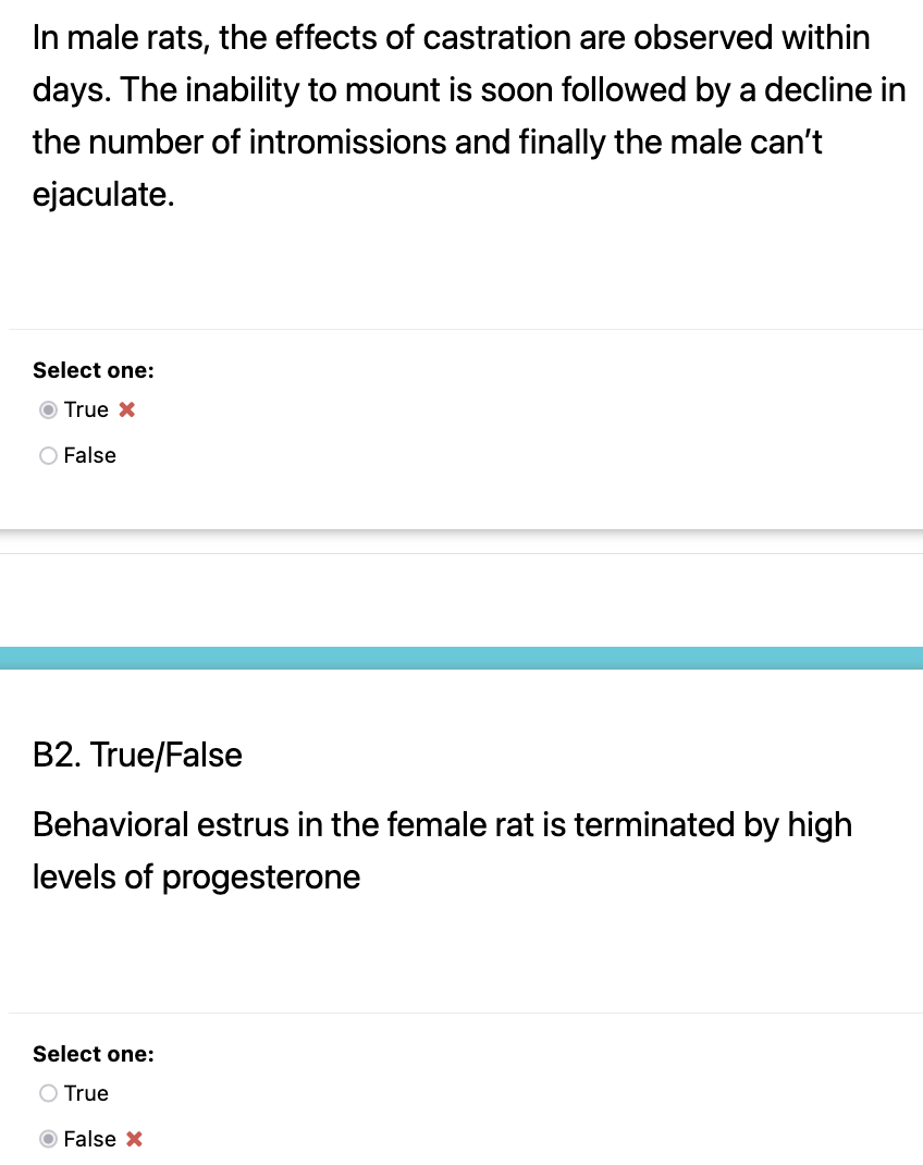 Solved In male rats, the effects of castration are observed | Chegg.com
