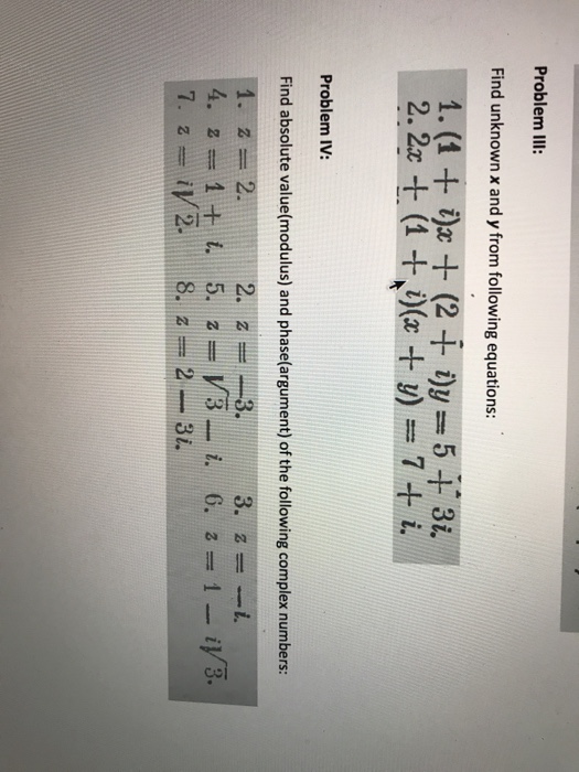 Solved Problem III: Find unknown x and y from following | Chegg.com