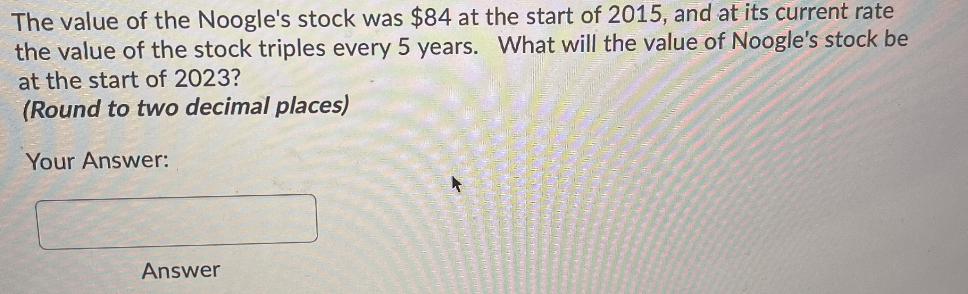 Solved The value of the Noogle's stock was $84 at the start | Chegg.com