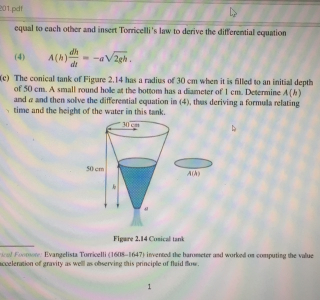 Solved ment%201 pdf Torricelli's Law of Fluid Flow Courtesy | Chegg.com