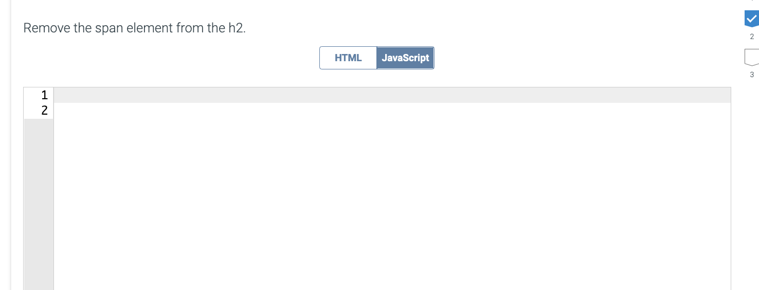 Solved Remove the span element from the h2. HTML JavaScript | Chegg.com