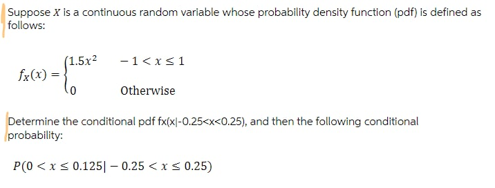 Solved Suppose X is a continuous random variable whose | Chegg.com