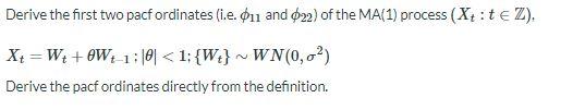 Solved Derive the first two pacf ordinates (i.e. 1 and 022) | Chegg.com
