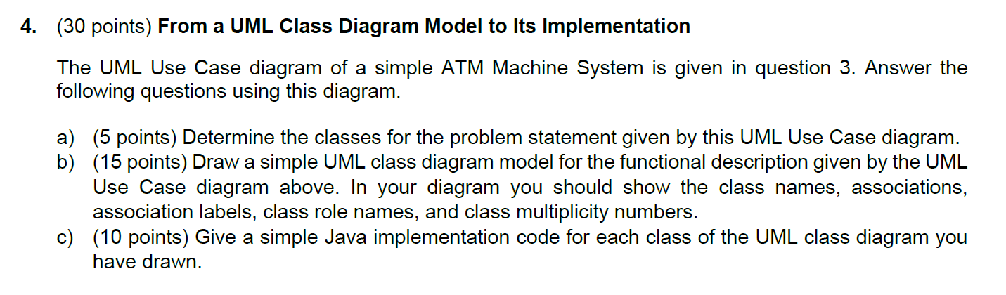 Solved 4. (30 points) From a UML Class Diagram Model to Its | Chegg.com