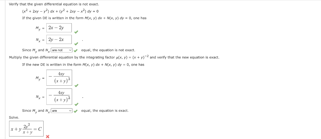 Solved Verify that the given differential equation is not | Chegg.com