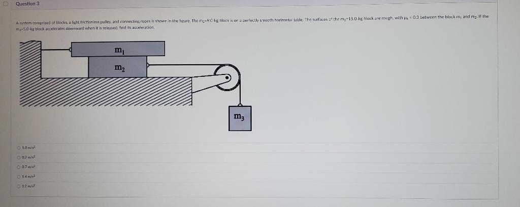 Solved A system comprised blocks, a light frictionless | Chegg.com