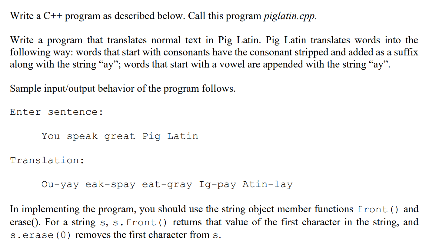 Solved Write a C++ program as described below. Call this | Chegg.com