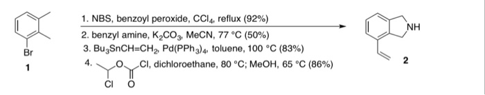 Solved l, NBS, benzoyl peroxide. CCla, reflux (92%) 2. | Chegg.com