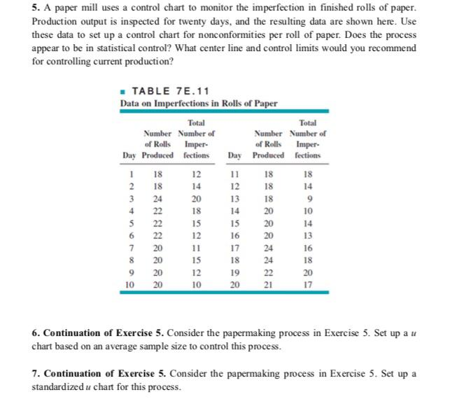Solved 5. A paper mill uses a control chart to monitor the | Chegg.com