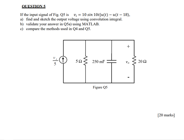 If the input signal of Fig. Q5 is | Chegg.com