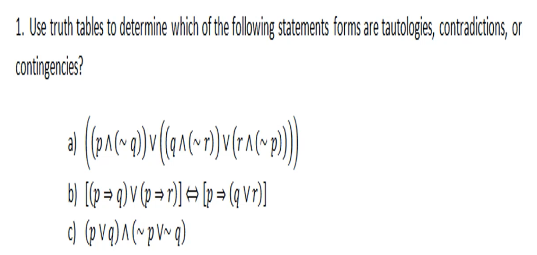 Solved 1. Use truth tables to determine which of the | Chegg.com