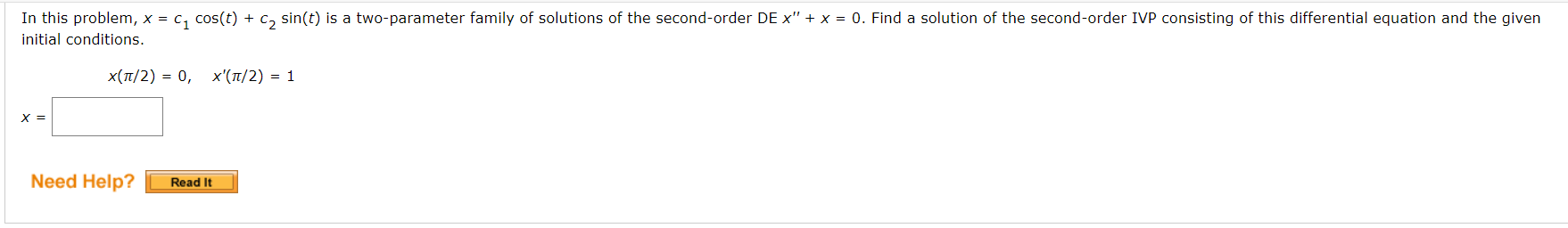 Solved In this problem, x = ( cos(t) + C2 sin(t) is a | Chegg.com