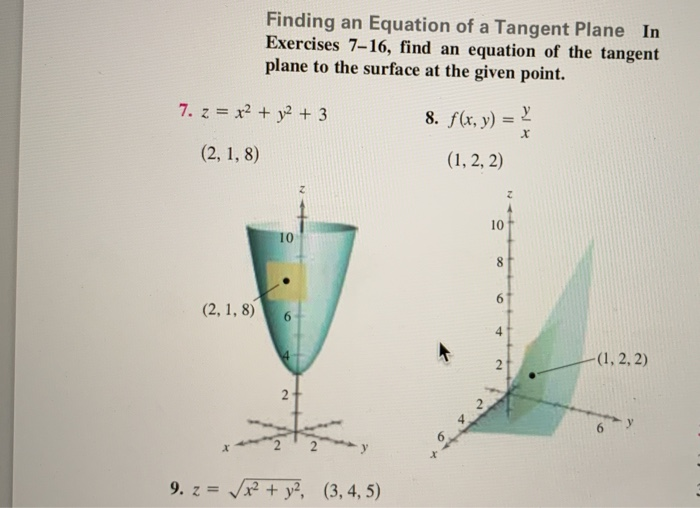 Solved Finding an Equation of a Tangent Plane In Exercises | Chegg.com