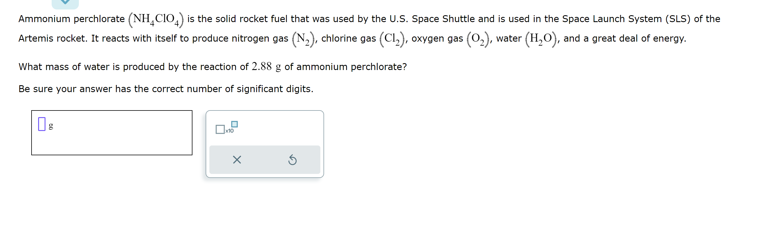 Solved Ammonium perchlorate (NH4ClO4) is the solid rocket | Chegg.com