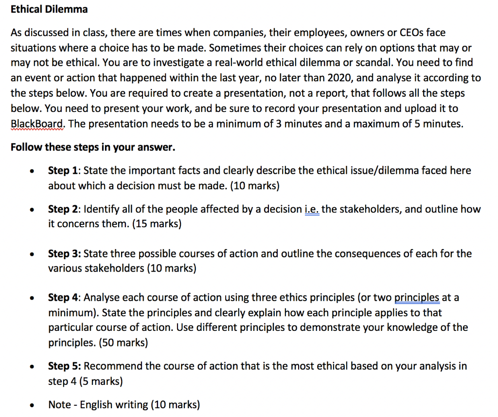 Ethical Dilemma As discussed in class, there are | Chegg.com