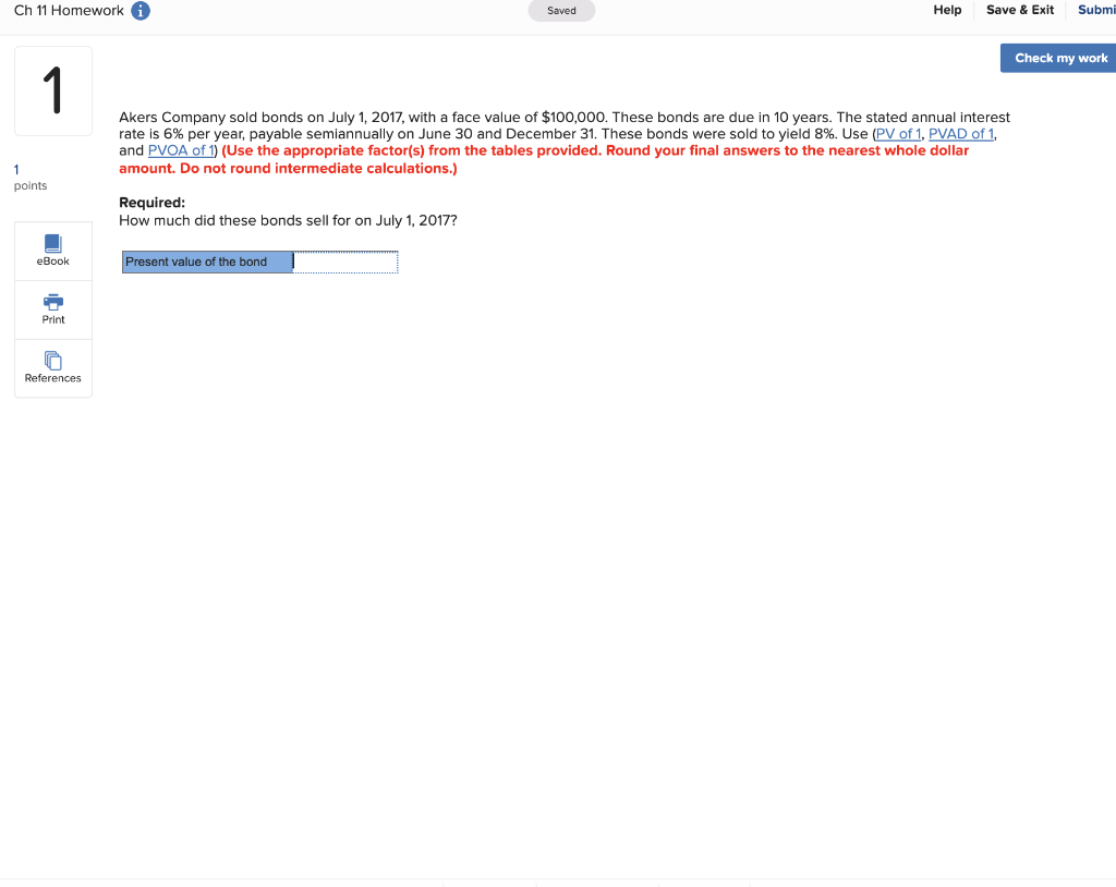 Solved Ch 11 Homework A Saved Help Save & Exit Submi Check | Chegg.com