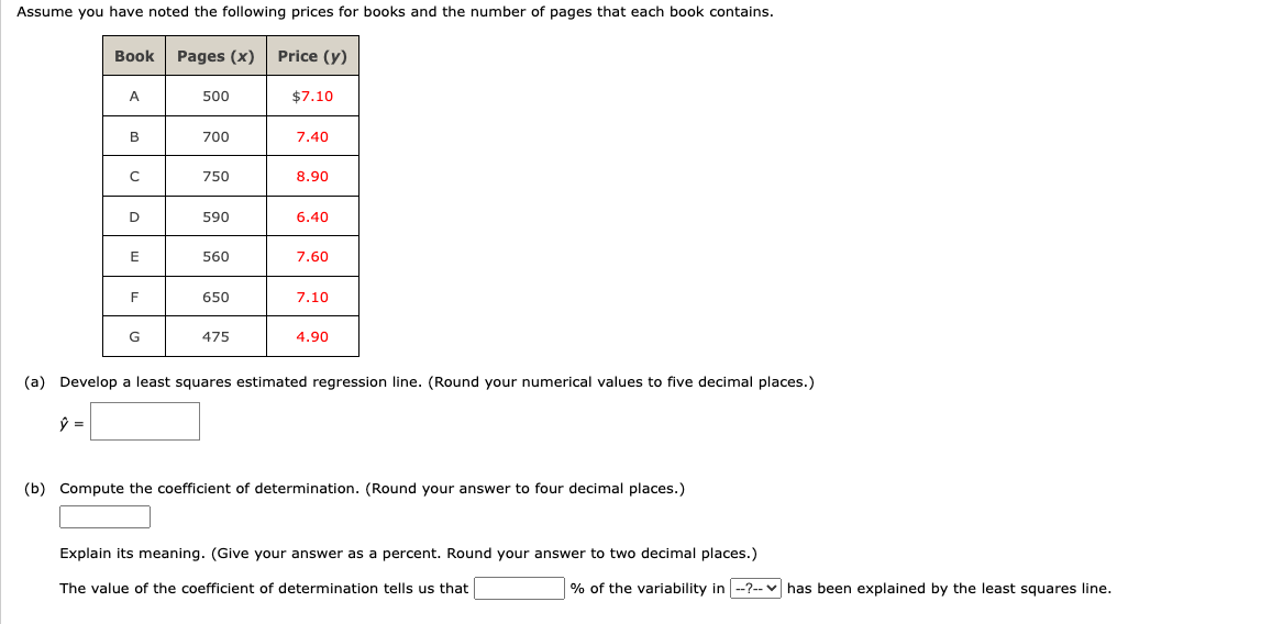 Solved Assume you have noted the following prices for books | Chegg.com