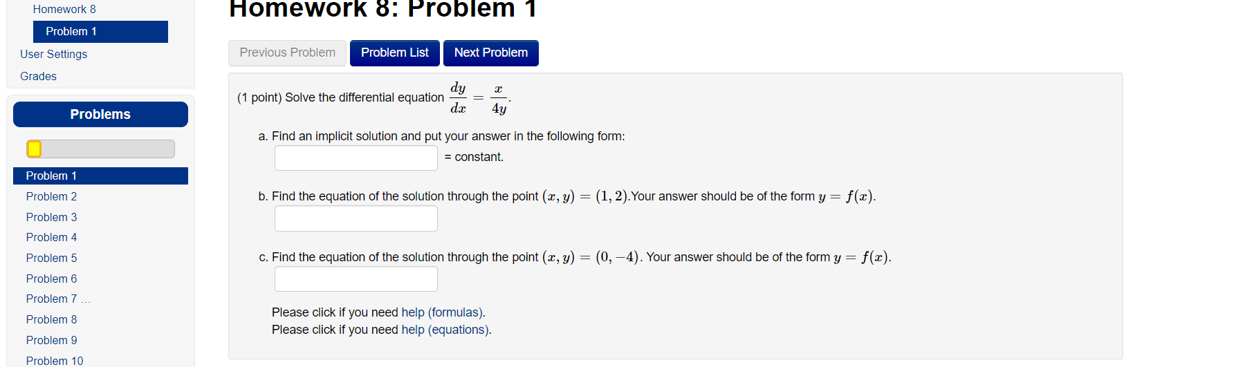 Solved Homework 8 Homework 8: Problem 1 Problem 1 Previous | Chegg.com