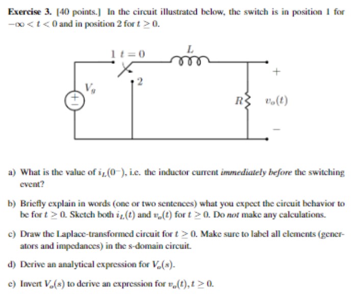 Solved Exercise 3. [40 points.] In the circuit illustrated | Chegg.com