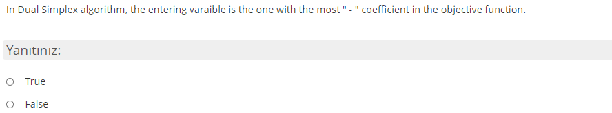Solved In Dual Simplex algorithm, the entering varaible is | Chegg.com