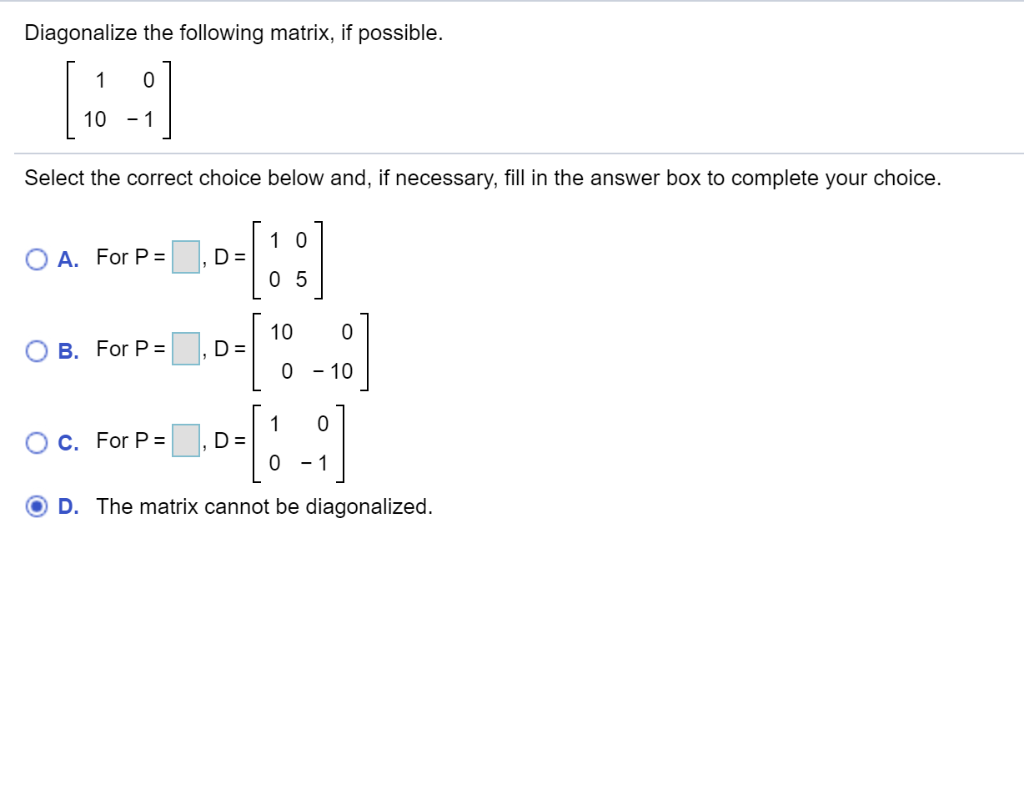 Solved Matrix A is factored in the form PDP-1. Use the | Chegg.com