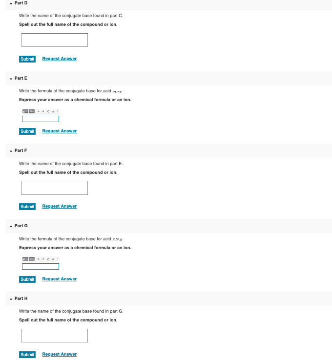 Solved Part A Write the formula of the conjugate base for | Chegg.com