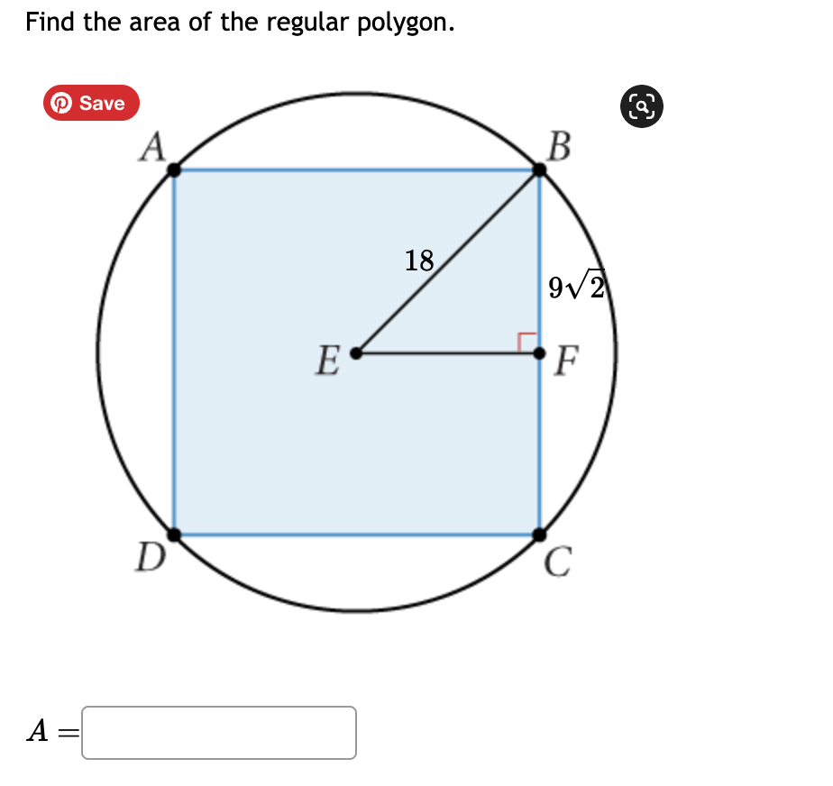 Solved Find the area of the regular polygon. | Chegg.com