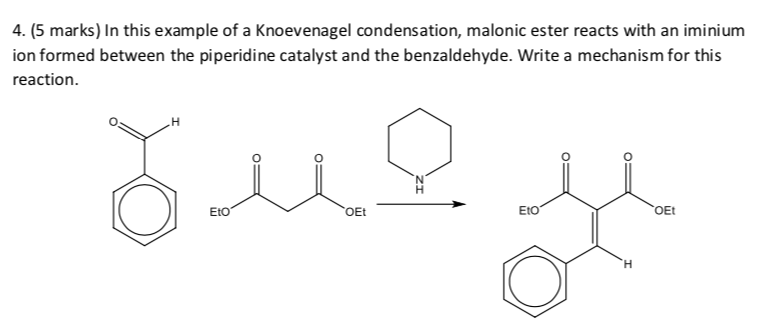 Solved 4. (5 marks) In this example of a Knoevenagel | Chegg.com
