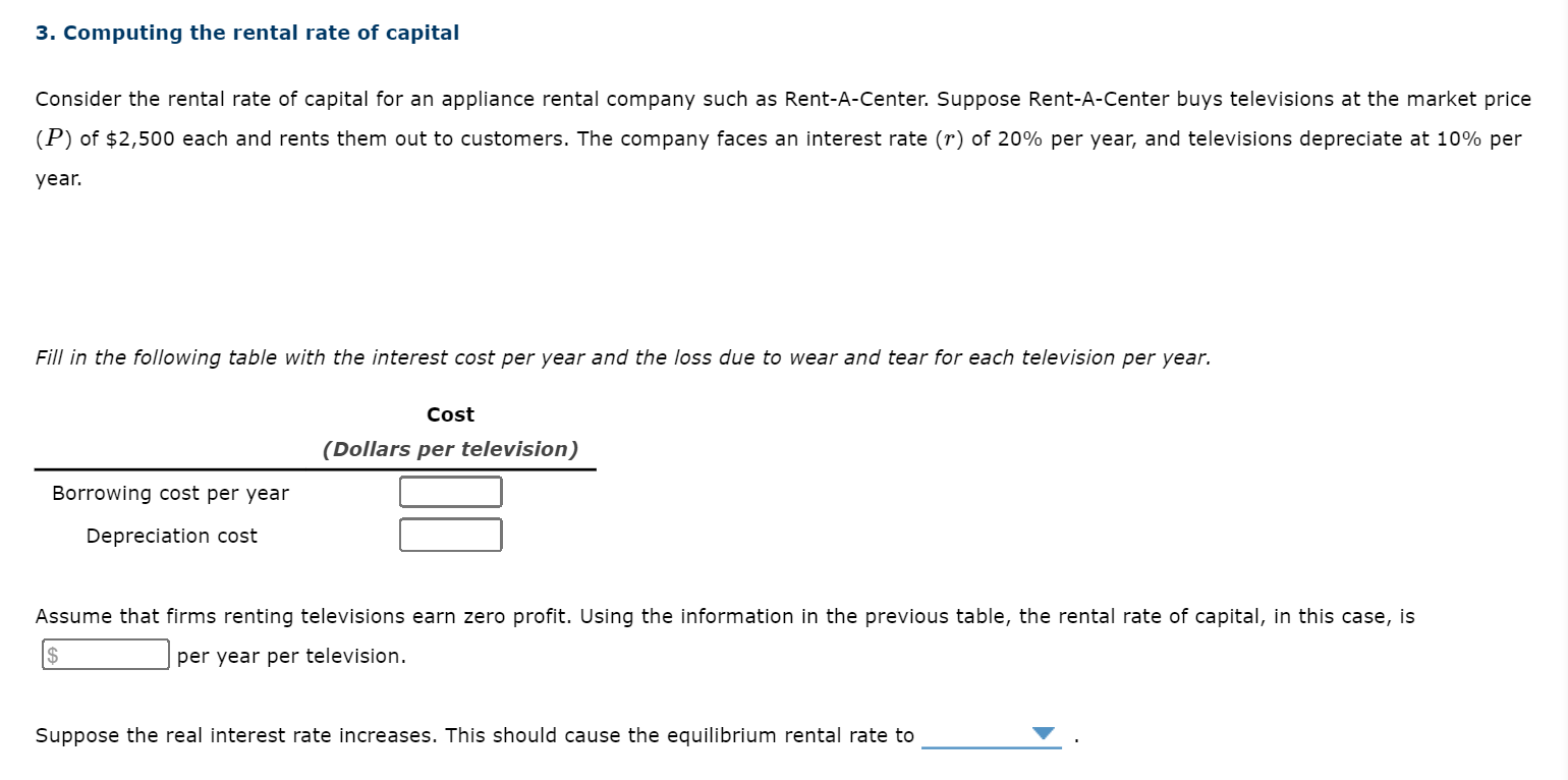Solved 3. Computing the rental rate of capital Consider the | Chegg.com